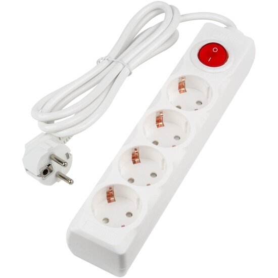 Удлинитель Uniel S-GCU4-1,5B WHITE Ultra, шнур 1,5м, 4 гнезда, 16A, с/з. Белый, UL-00010021