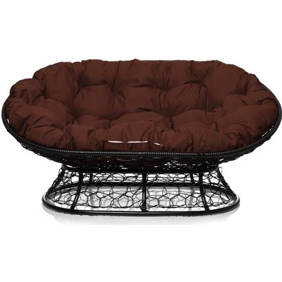 Диван садовый M-group Мамасан ротанг черный + коричневая подушка