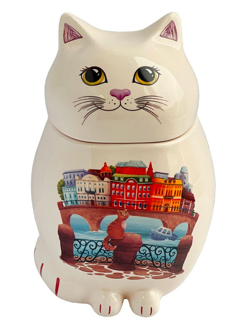 Чай чёрный в керамической банке - Кот, Цветной город, 50 гр.