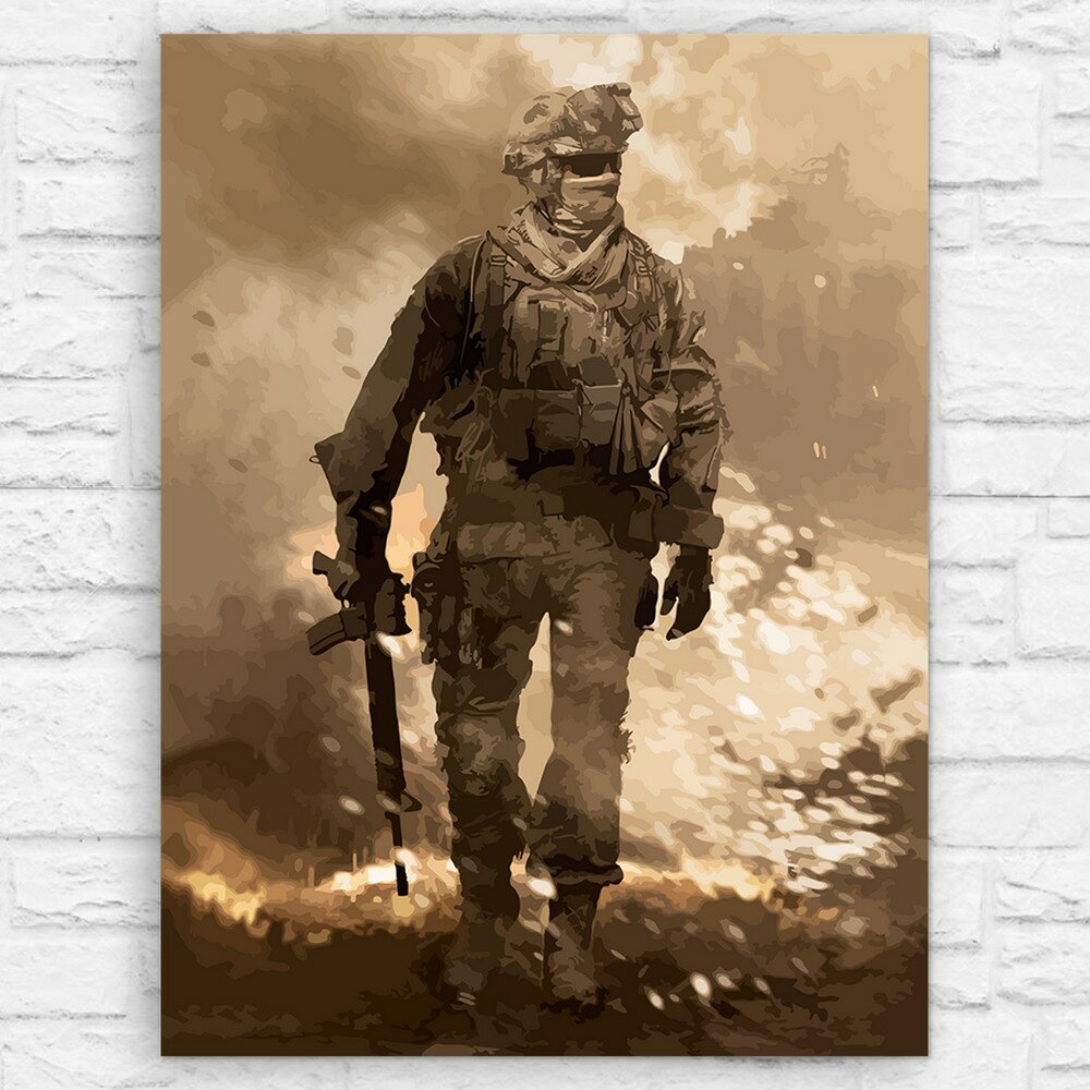 Картина по номерам на холсте игра Call of Duty Modern Warfare (PS, PC, XBOX, SWITCH) - 15023 В 30x40