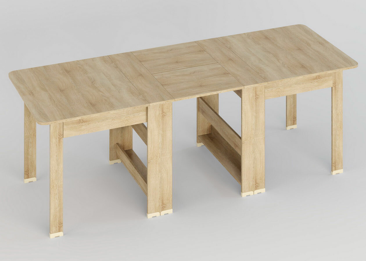 Стол-книжка 230 см со скругленной столешницей МагМебель Ральф-230/17 дуб сонома