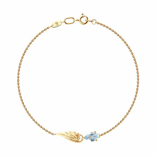 Браслет-цепочка, красное золото, 585 проба, топаз