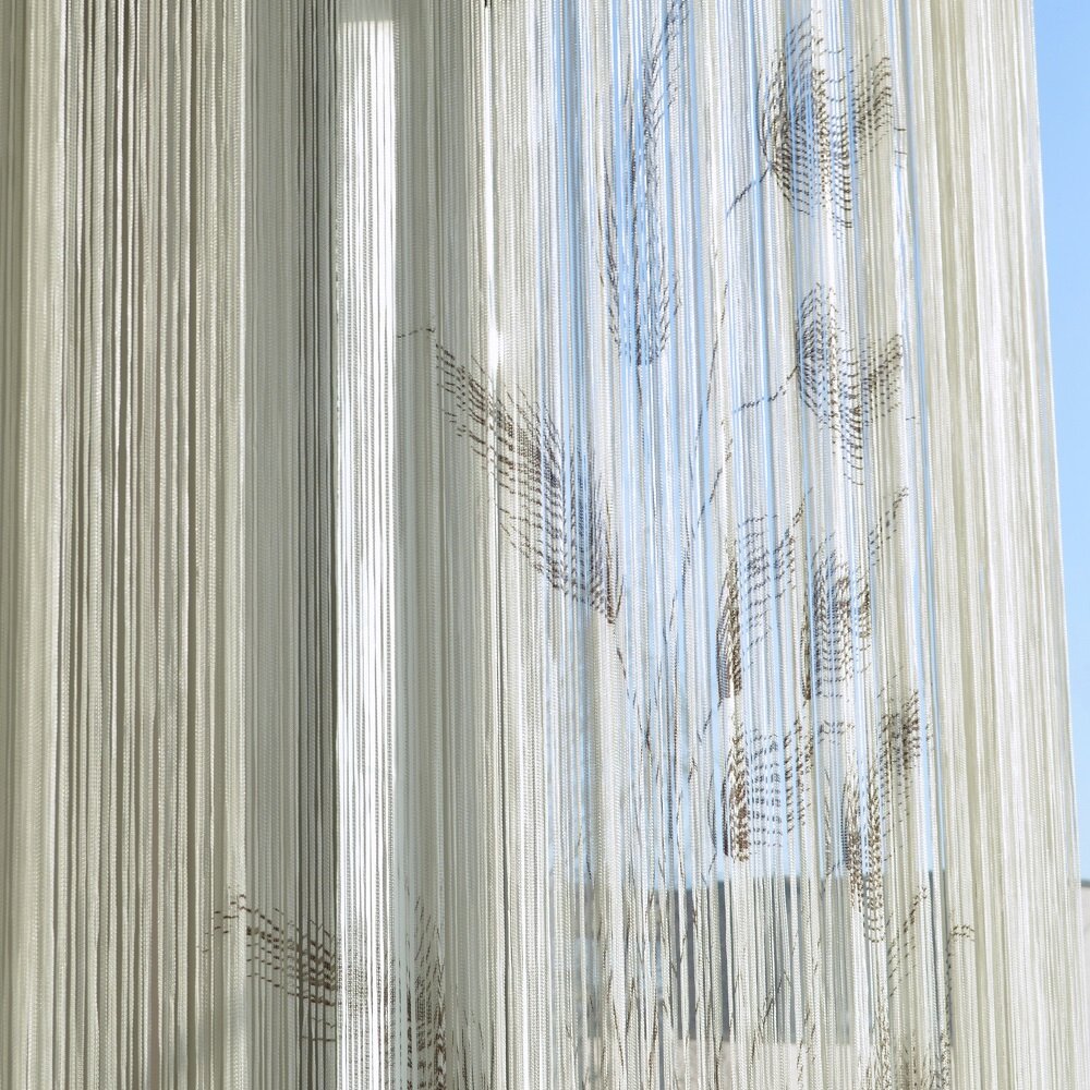 Штора нитяная кисея с принтом, 3 м на 2,8 м, цвет жемчужный и кофейный принт