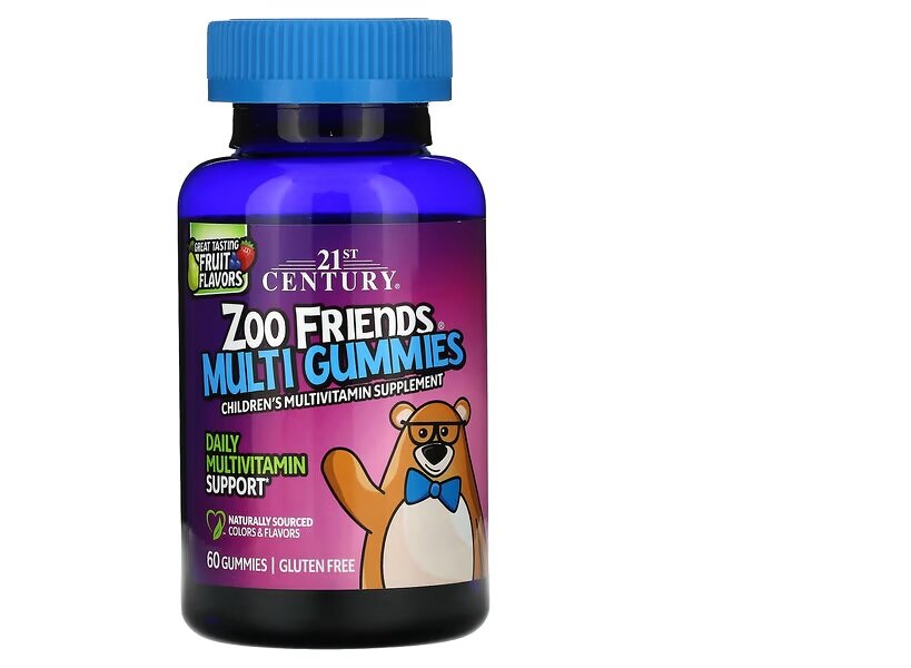 21st Century, Zoo Friends, мультивитамины, фрукты, 60 жевательных таблеток