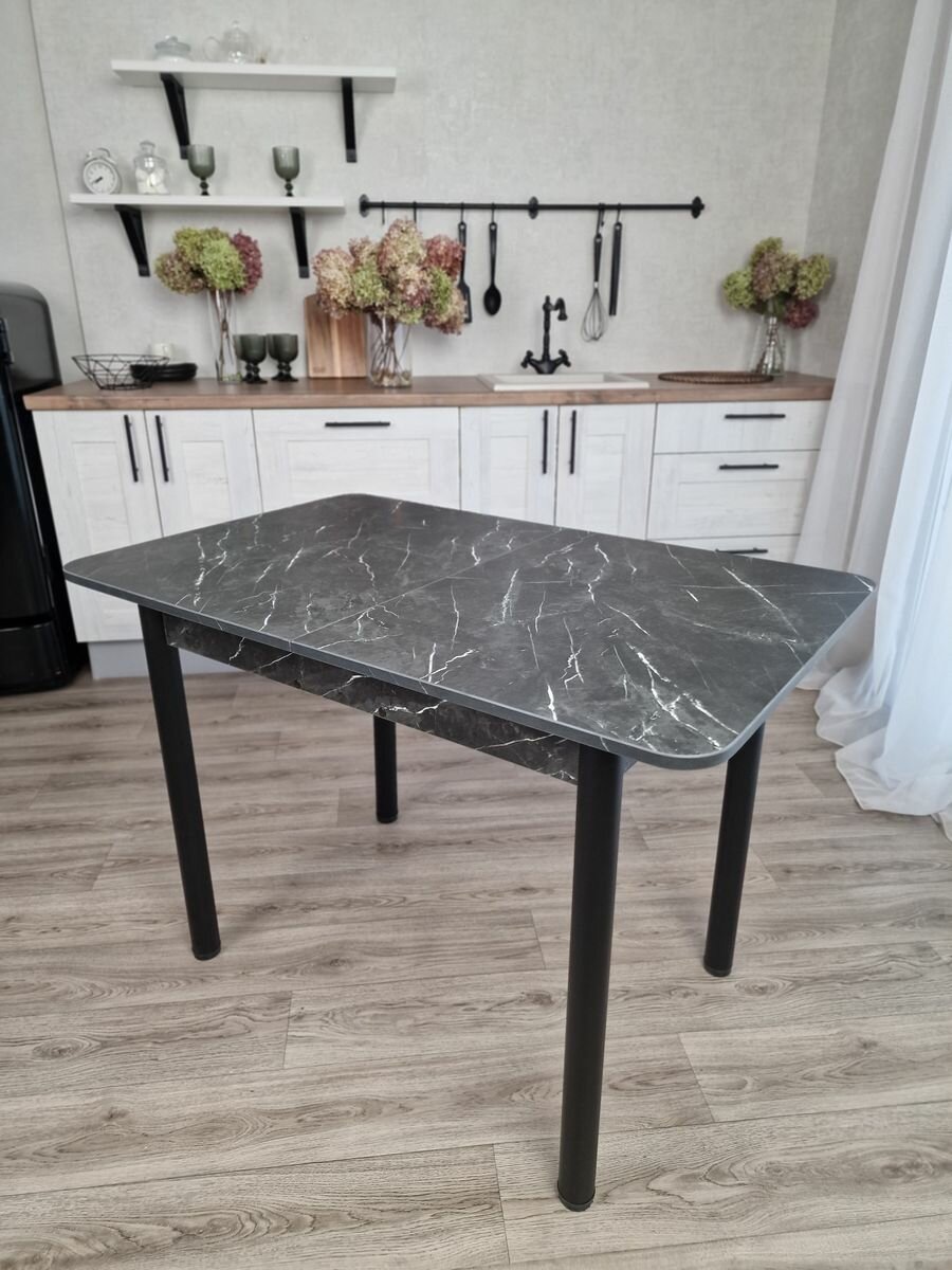 Стол "Застолье", кухонный, раздвижной, черный, ЛДСП, стиль лофт, 105 см x 68 см