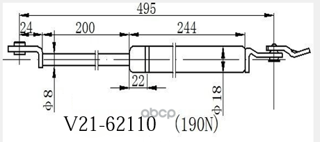 Амортизатор багажника JETT V21-62110 JETT арт. V21-62110