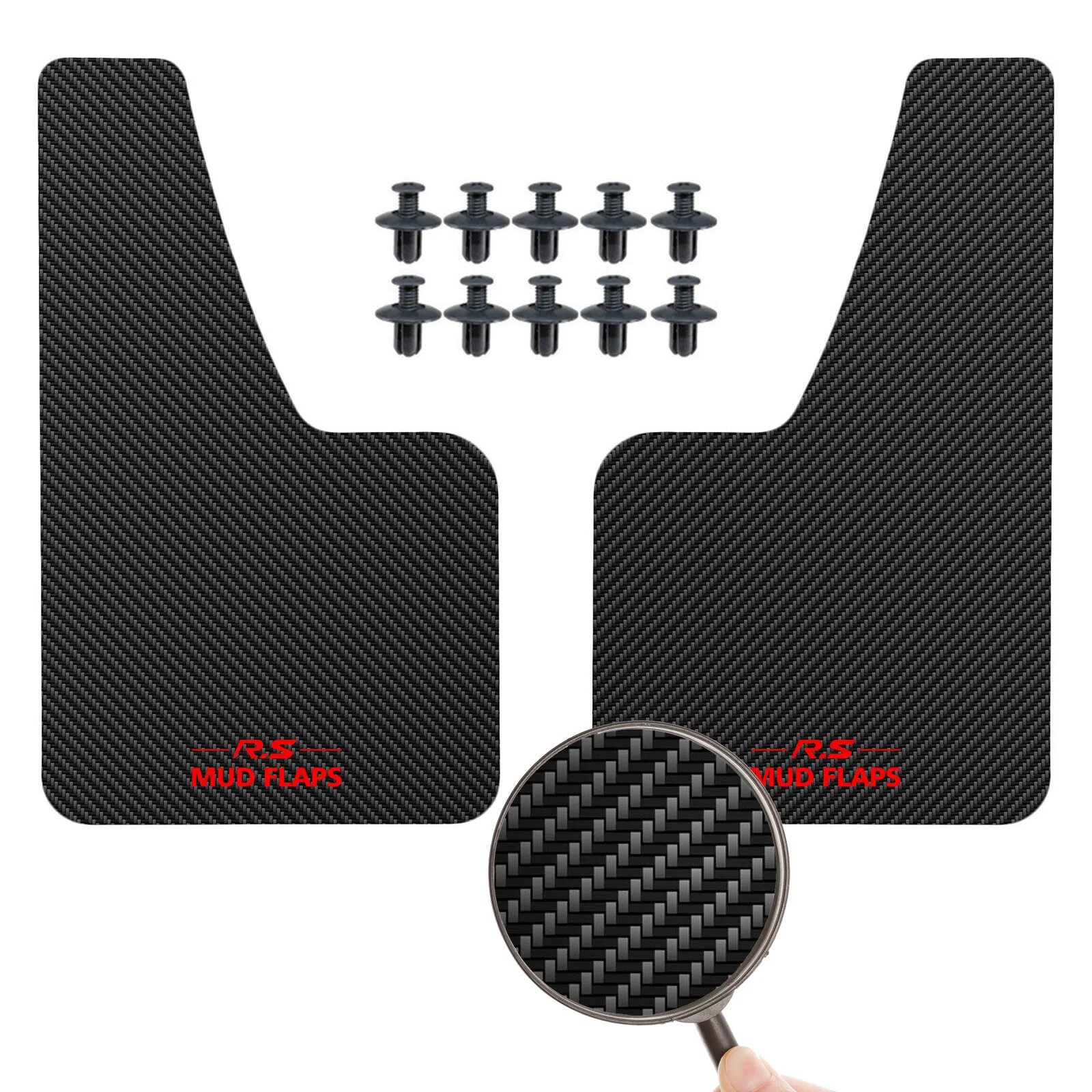 Автомобильные универсальные черные, красные брызговики с эффектом углеродного волокна, 2pcs Black