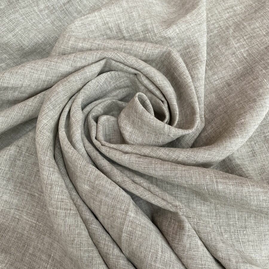 Ткань лен с вискозой умягченная Экрю меланж, сорочечная, отрез 2 м х 145 см