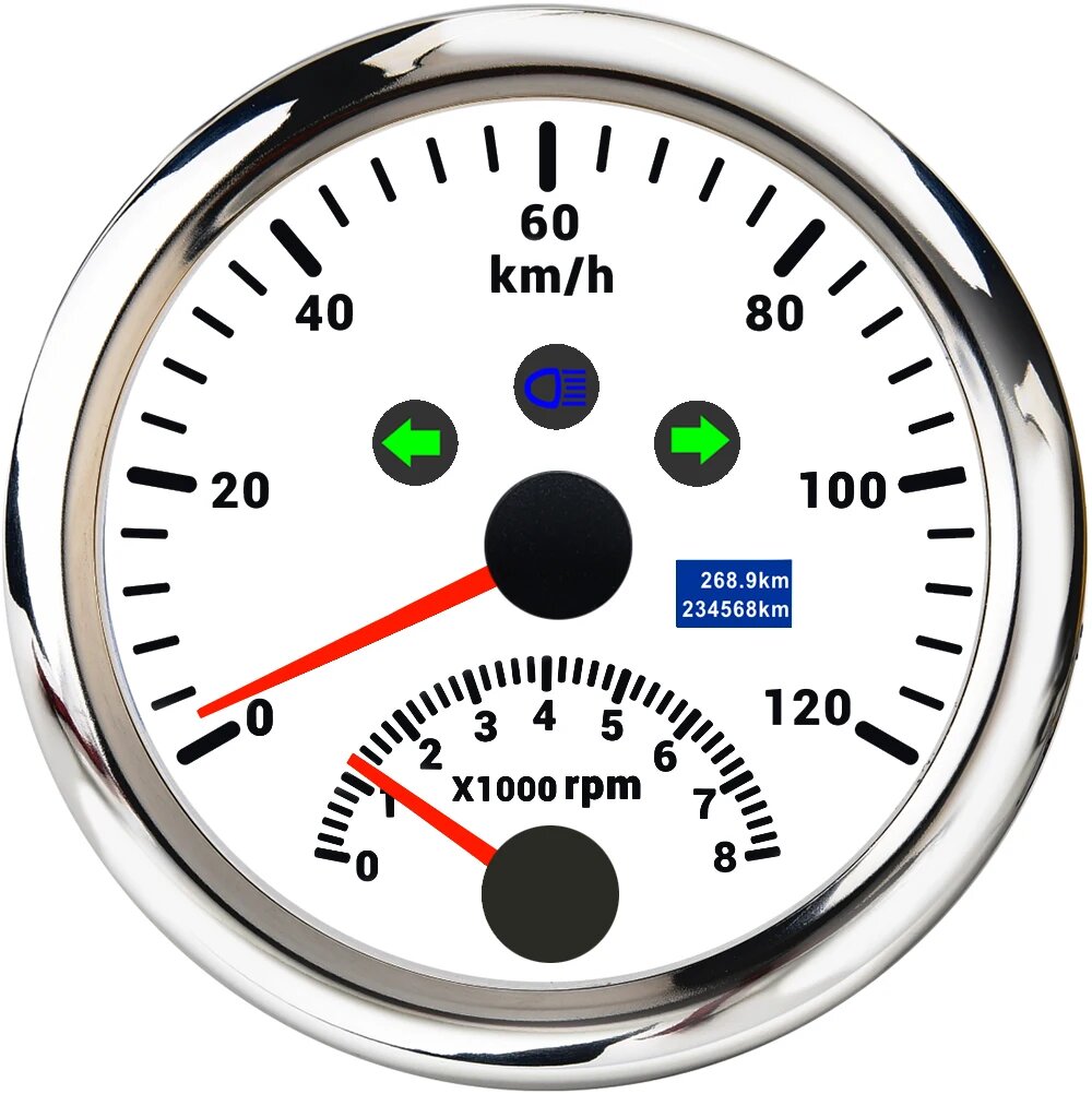 GPS-Спидометр с тахометром, 85 мм, 8000 об/мин WS 0-120kmh