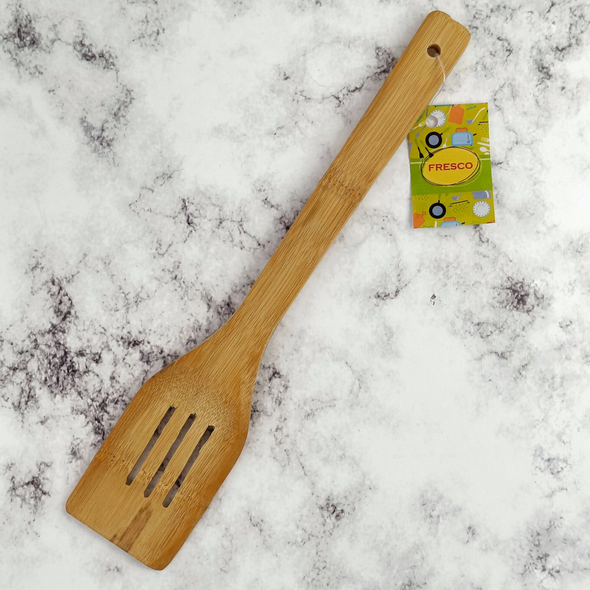 Лопатка кулинарная Fresco, бамбук, с прорезями, 30х9см