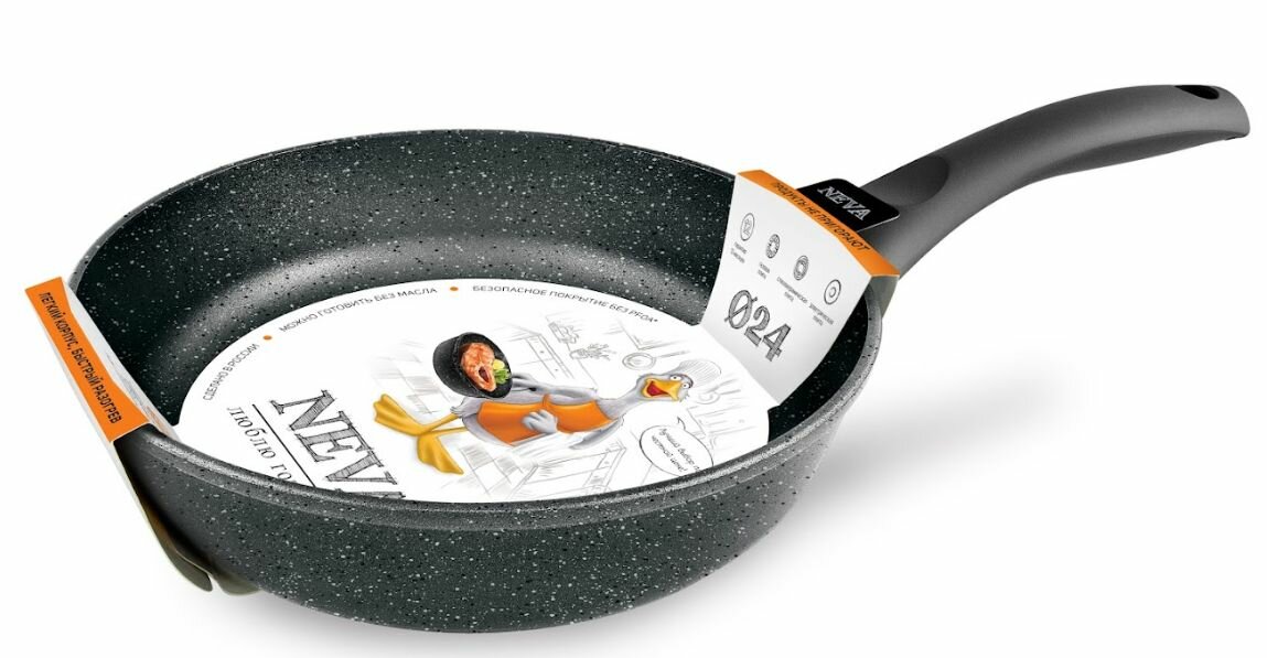 Сковорода Нева Neva Granite NG124, алюминий, черный гранит