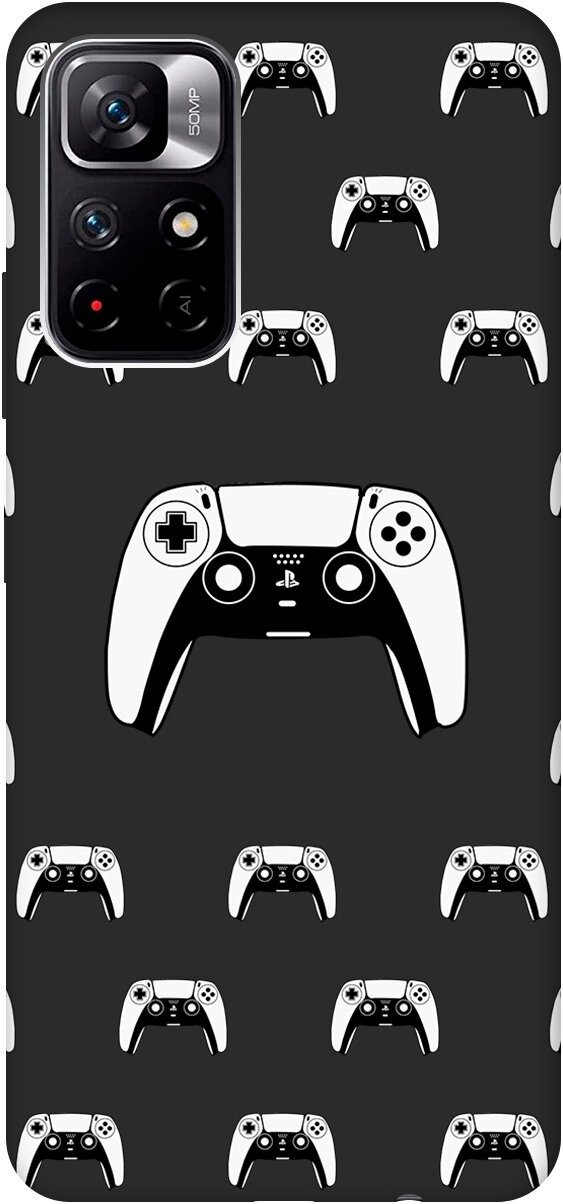 Матовый чехол Controller Pattern для Xiaomi Poco M4 Pro 5G / Сяоми Поко М4 Про с 3D эффектом черный