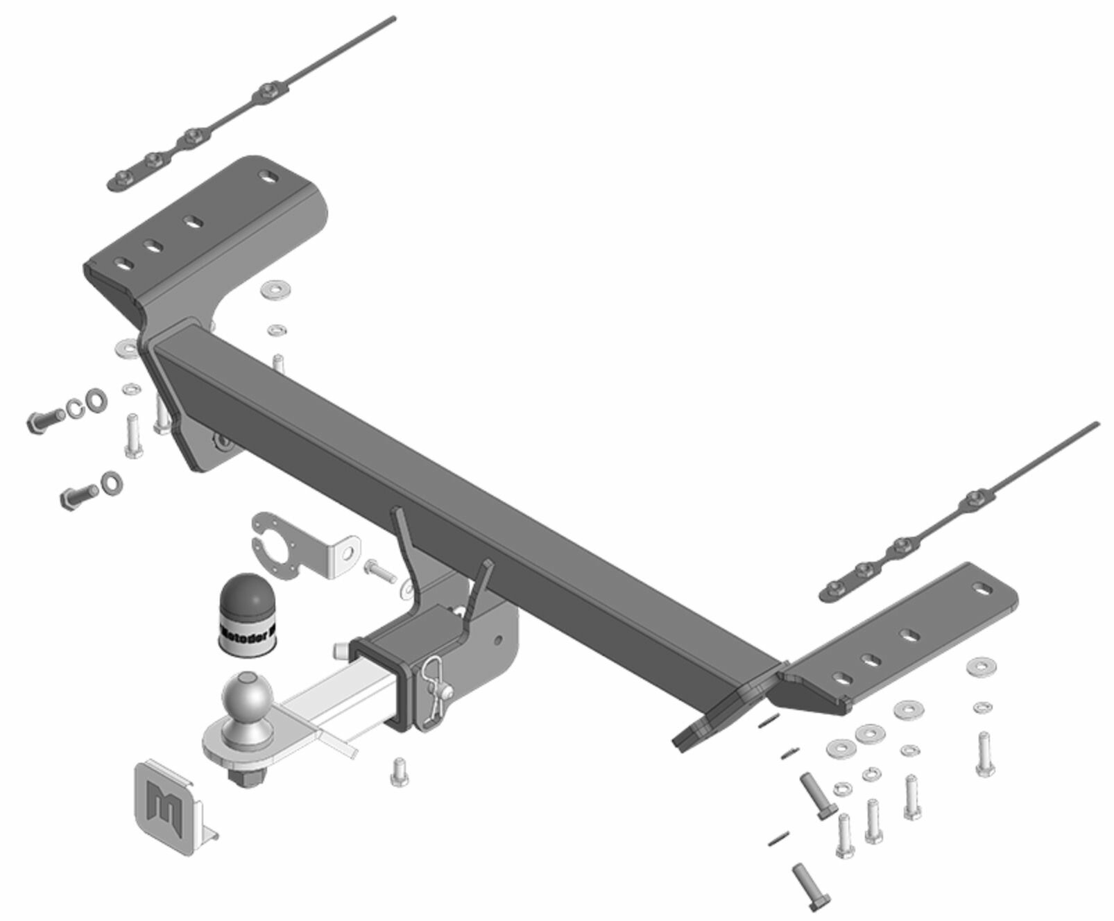 Фаркоп Motodor для Exeed RX с 2023 г. (оцинк. Шар) (паспорт и сертификат в комплекте)(без электрики) 99016-E