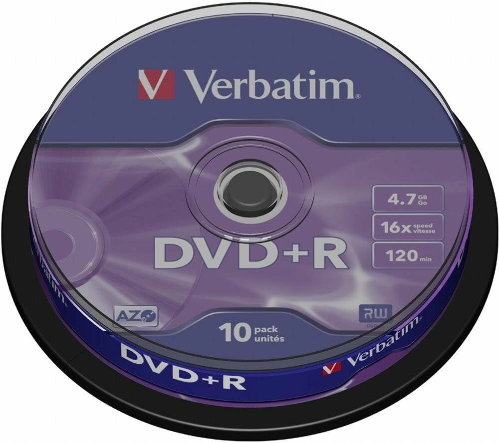 Диски DVD+R 4.7Gb Verbatim (43498)16X AZO MATT SILVER 20шт Cake Box