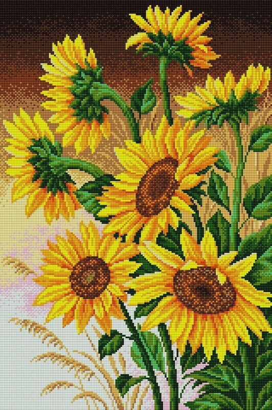 Набор Вышиваем бисером #V-29 Подсолнухи, Алмазная Мозаика, 40 х 60 см