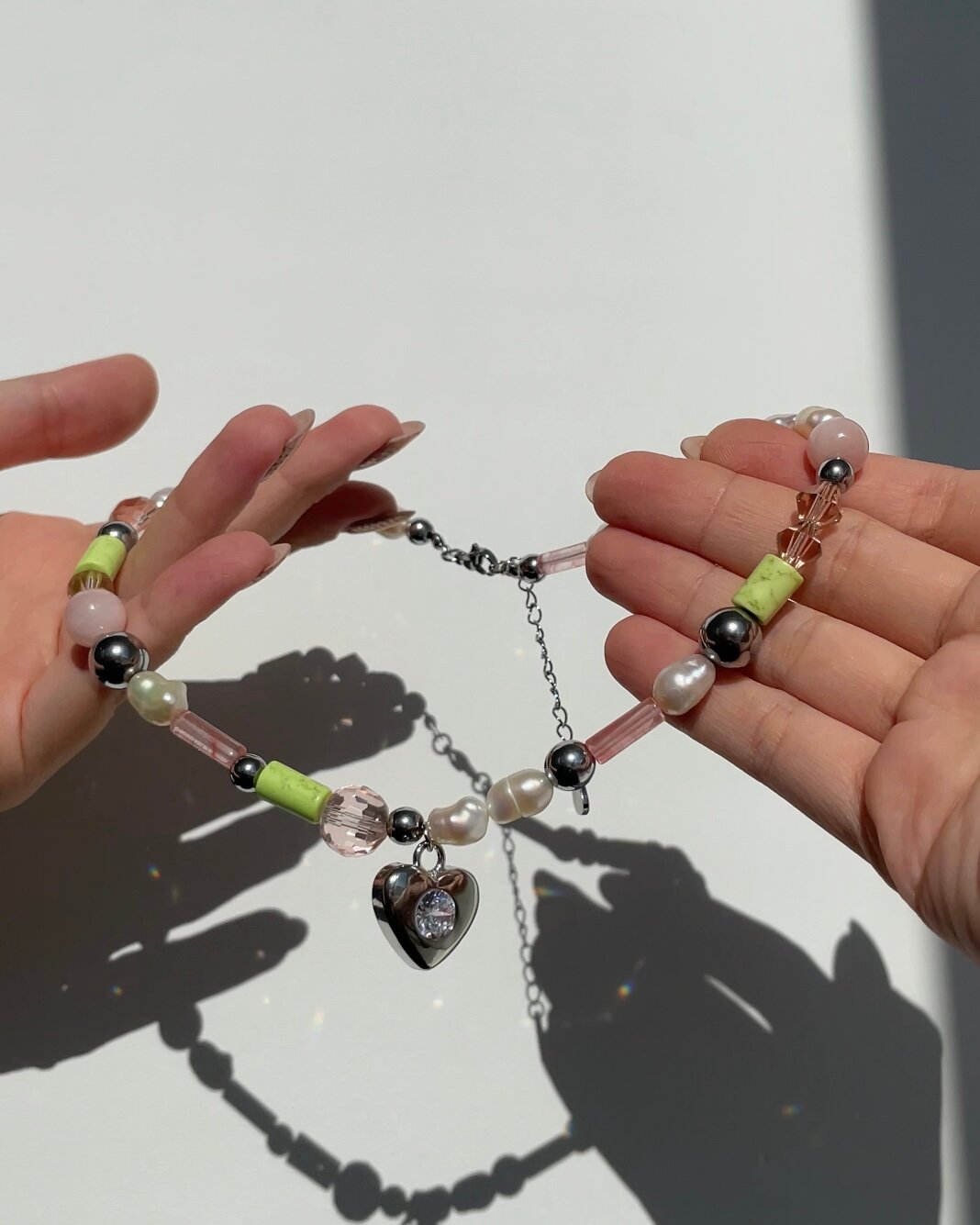 Чокер, гематит, стекло, жемчуг культивированный