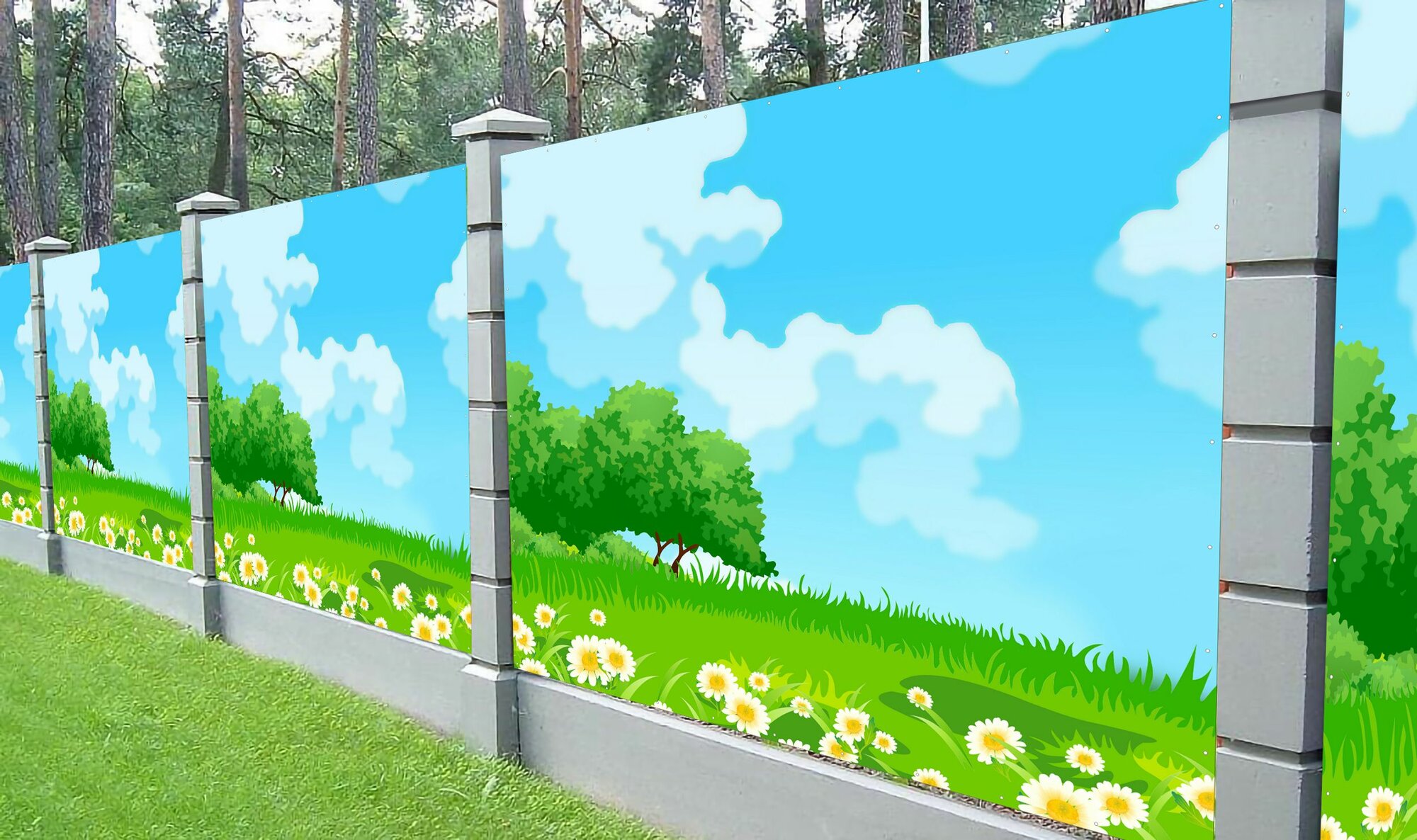 Фотосетка для забора, фасада Фотофасад с люверсами 3 х 2,4 м