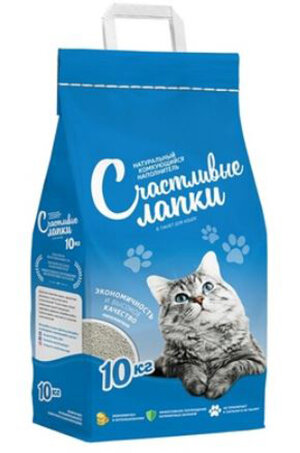 Чистые лапки Комкующийся наполнитель "Счастливые лапки", 10кг 10 кг