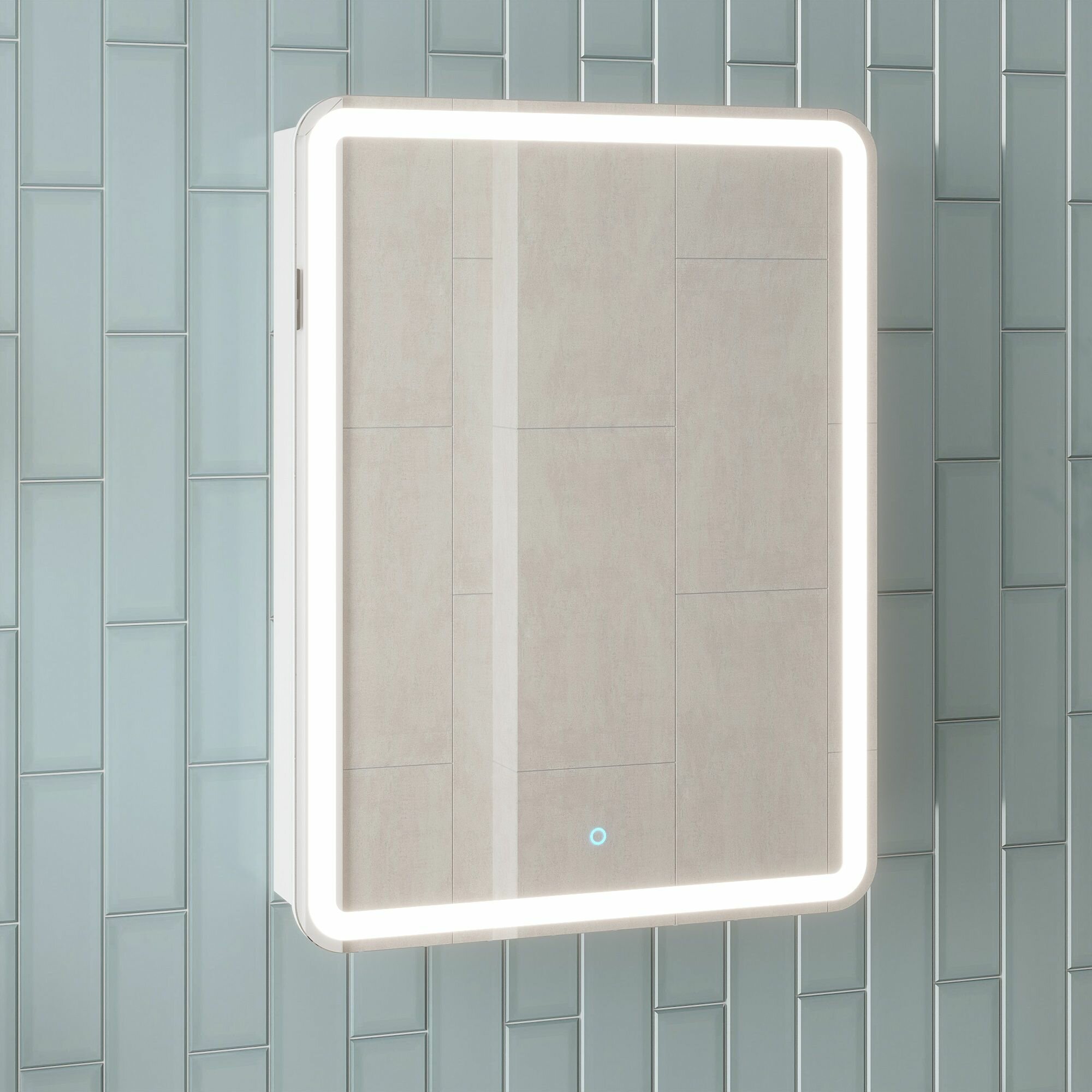 Зеркало шкаф для ванной, пенал в ванную Fauraplus Зеркальный шкаф сантельмо 600*800 Led подсветка, регулировка яркости