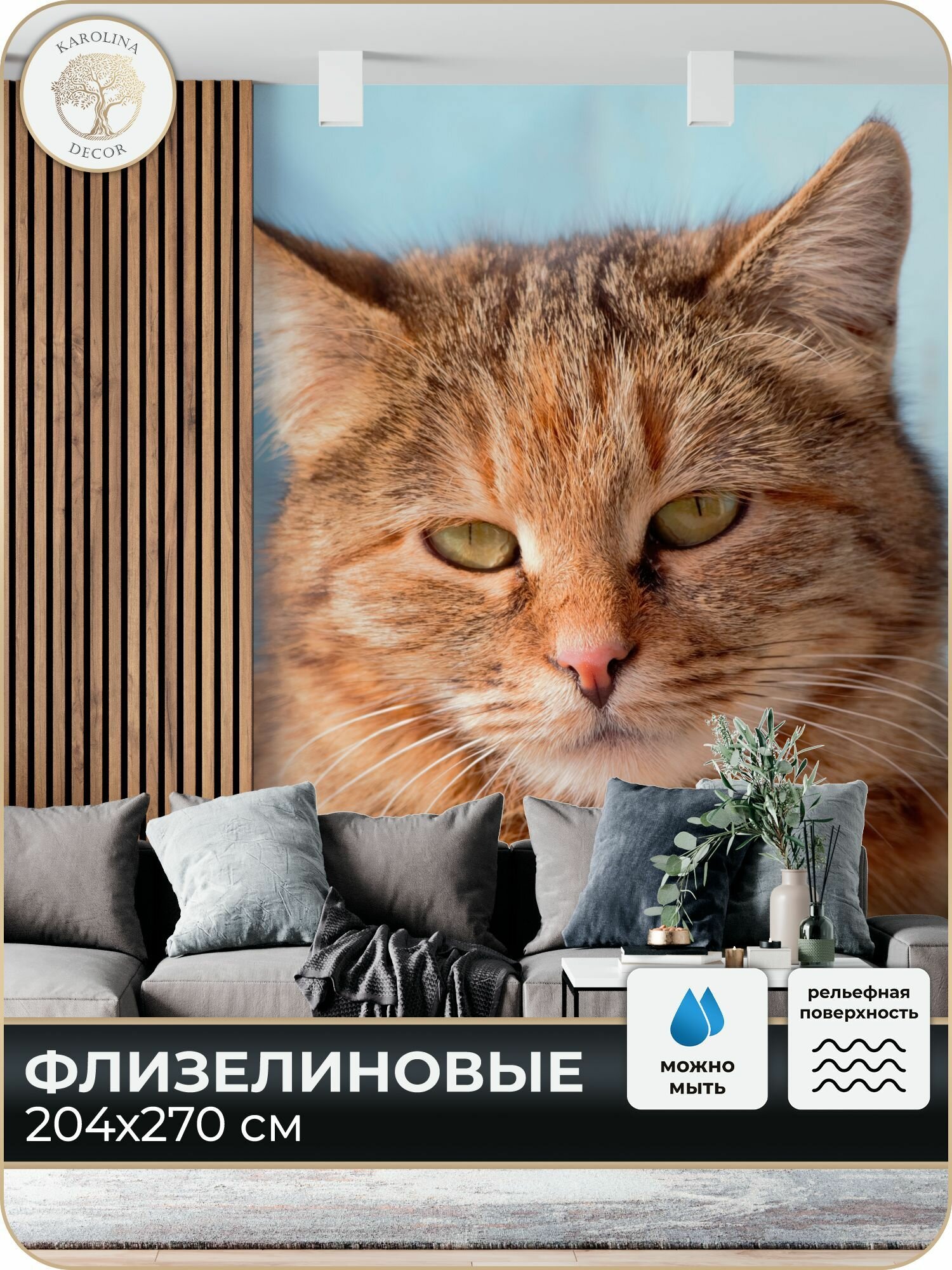 Фотообои Кот в зал в спальню в гостиную на кухню 200х270