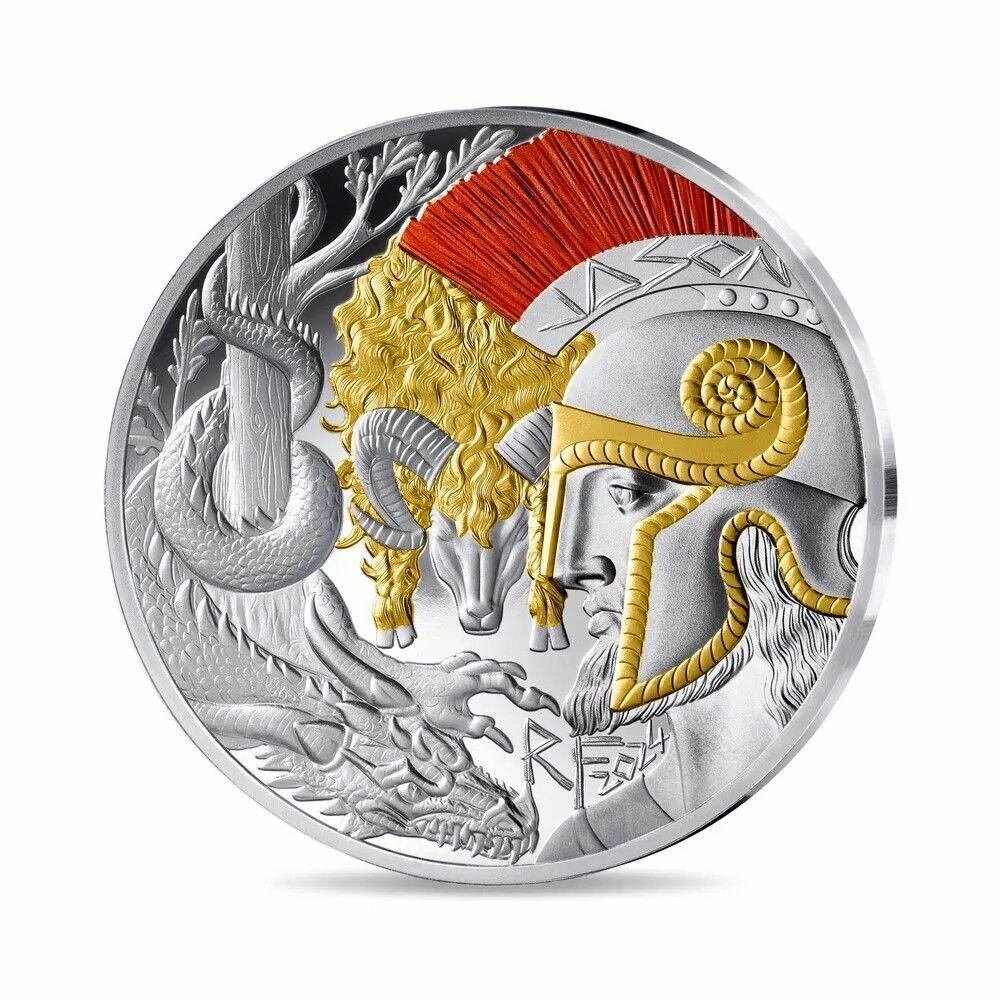 Монета 10 евро 2024 г. Золотое руно - Ясон. Франция.