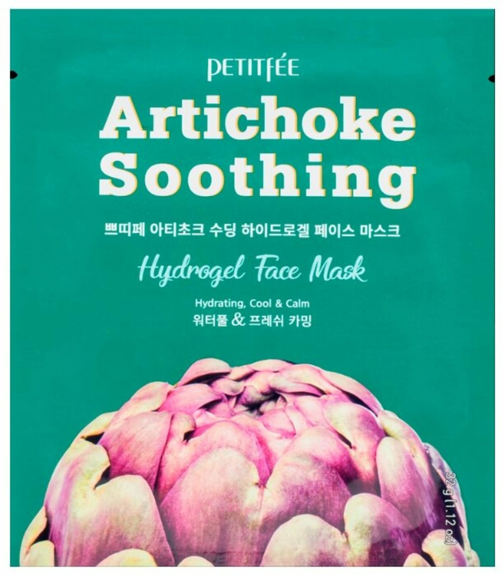 Petitfee Маска гидрогелевая с артишоком - Artichoke soothing hydrogel face mask, 32г