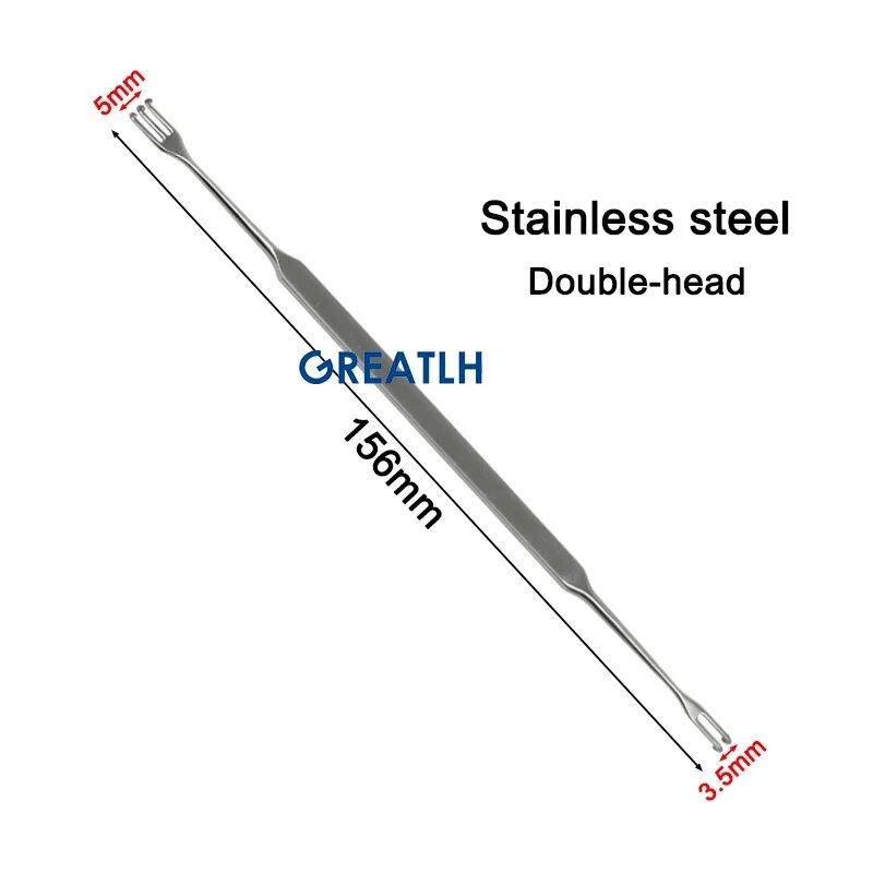 Офтальмологический крючок для век, нержавеющая сталь, 156mm, 5mm, 3.5mm
