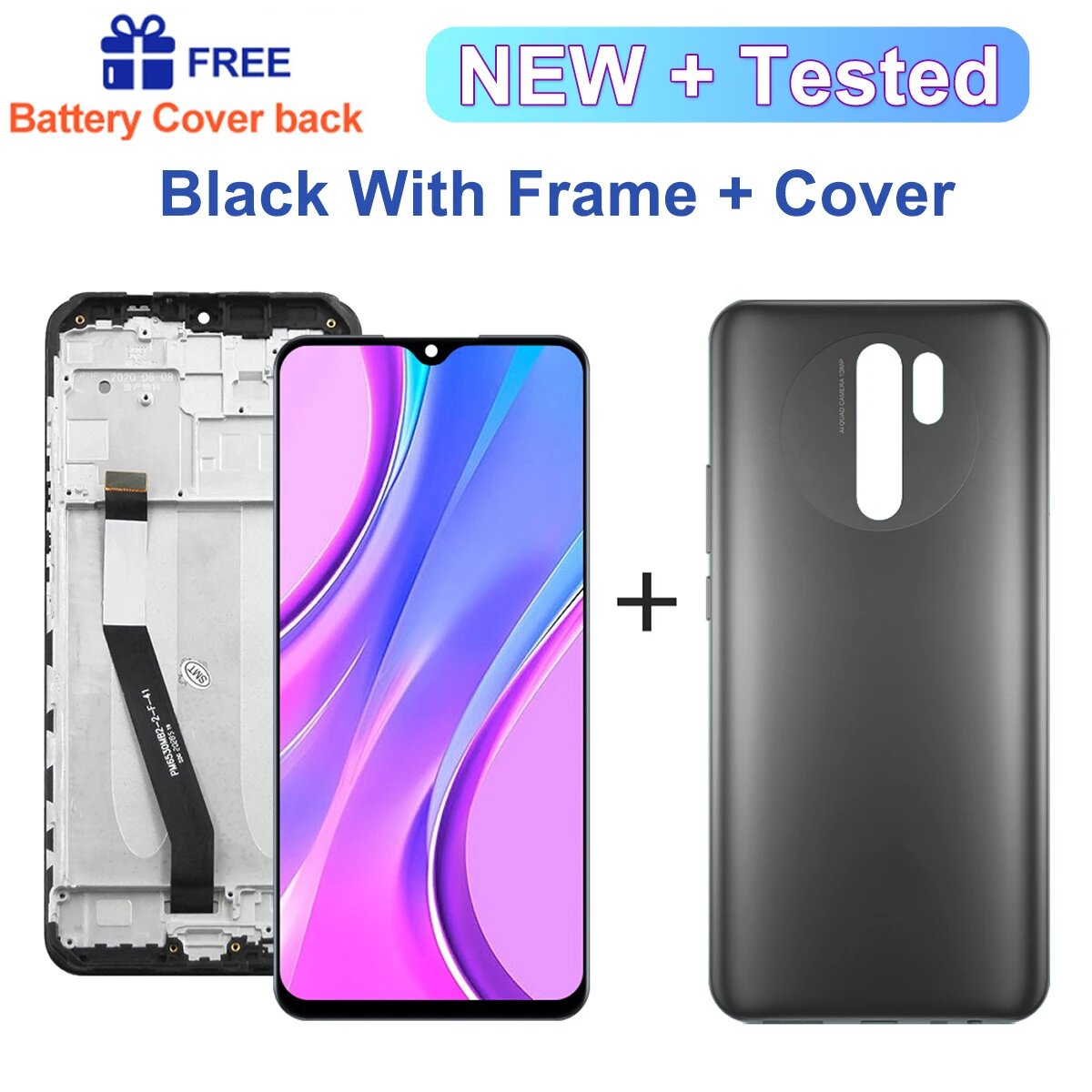 ЖК-дисплей 6,53 дюйма для Xiaomi Redmi 9, сенсорный экран с дигитайзером для Redmi 9, дисплей M2004J19G M2004J19C, сменный ЖК-дисплей с рамкой Black Frame Cover