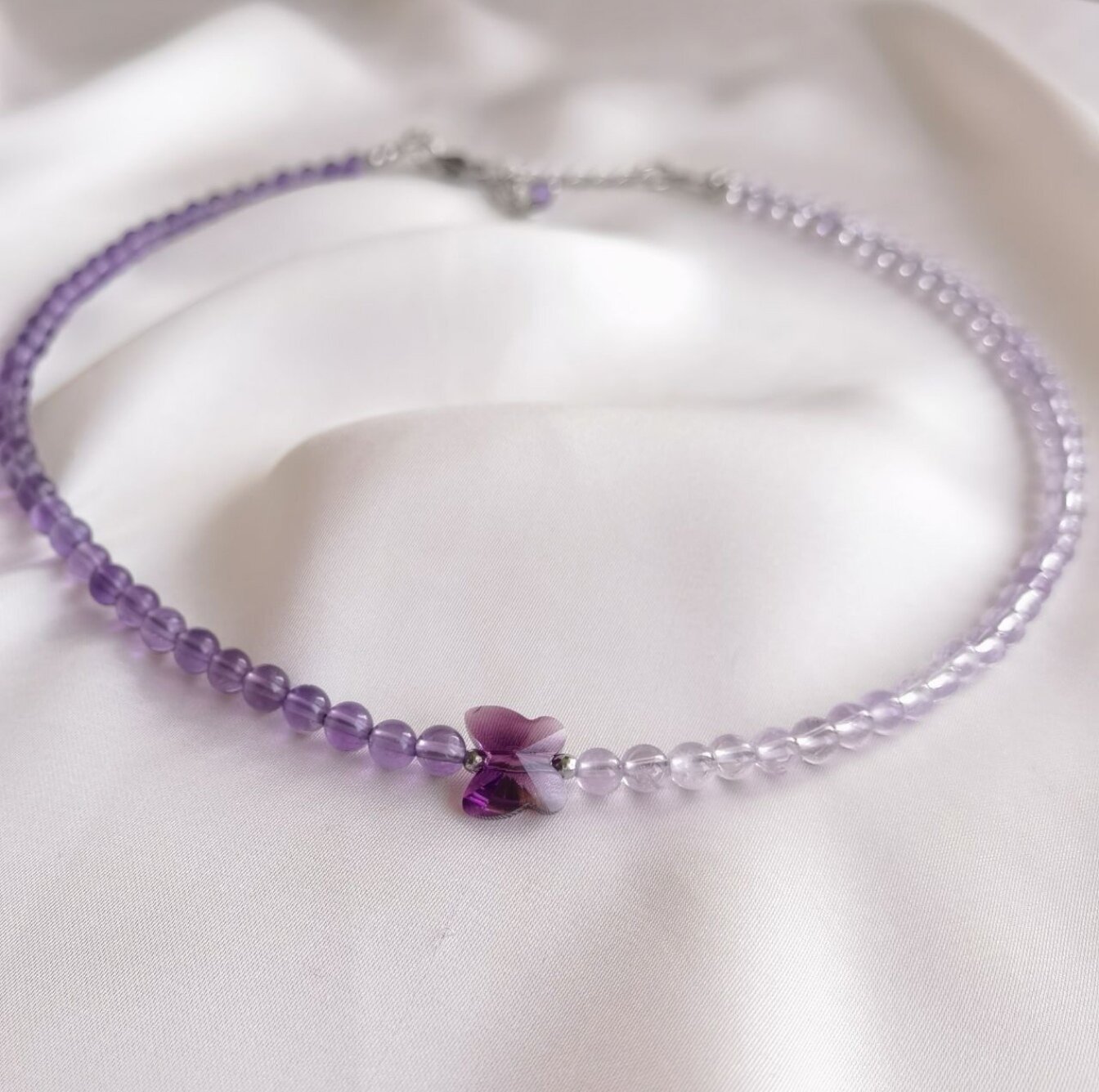 Серьги Камни Елены, аметист, кристаллы Swarovski