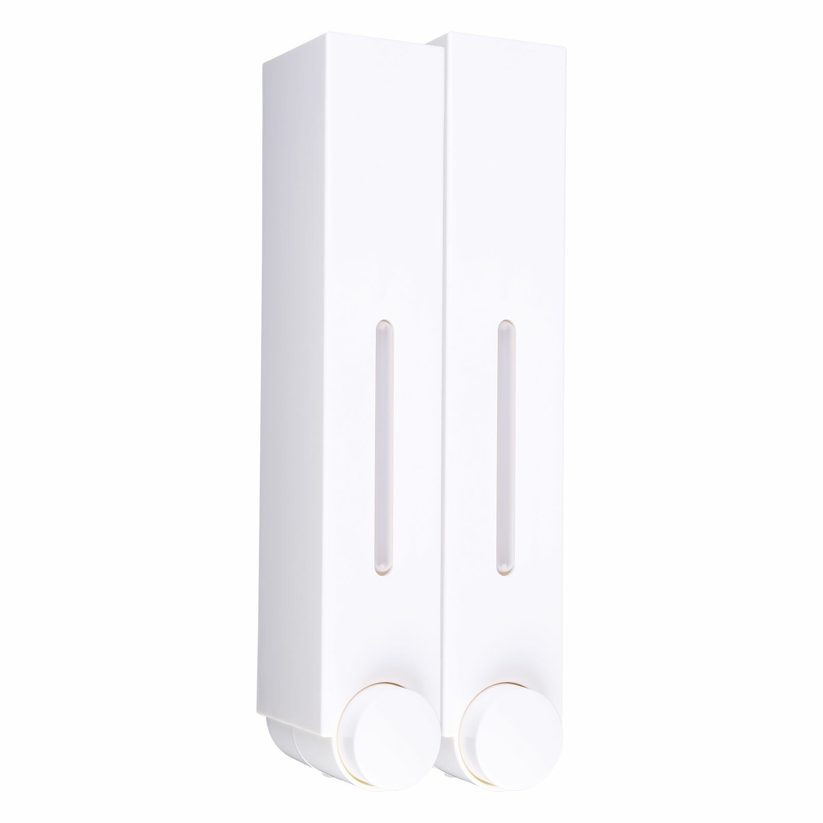 Настенный дозатор для дезинфицирующего средства рук, шампуня и мыла ванны-белый-двойная чашка