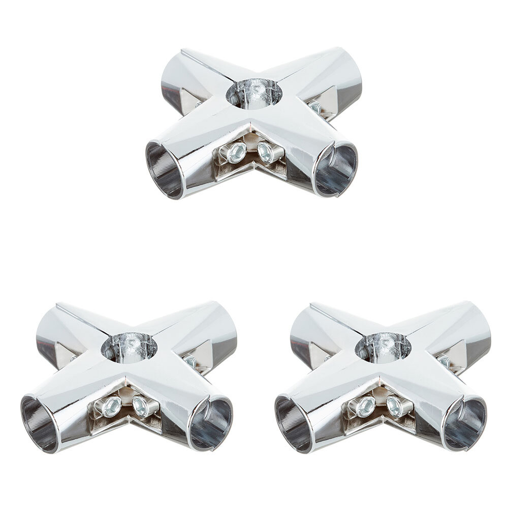 Соединитель крестообразный для шести/пяти труб к системе Joker d25 мм усиленный хром (3 шт.)