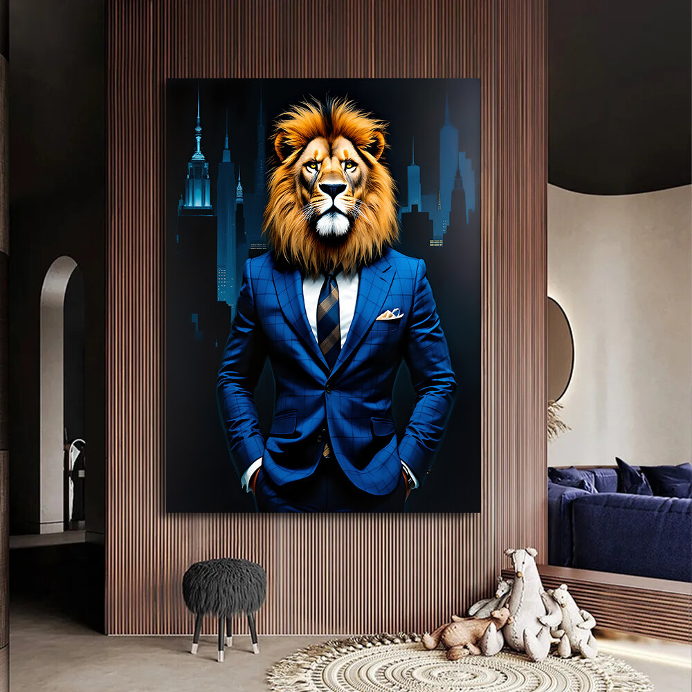 Картина "Львы", на холсте, на подрамнике, на дереве, 30x40 см, поп-арт