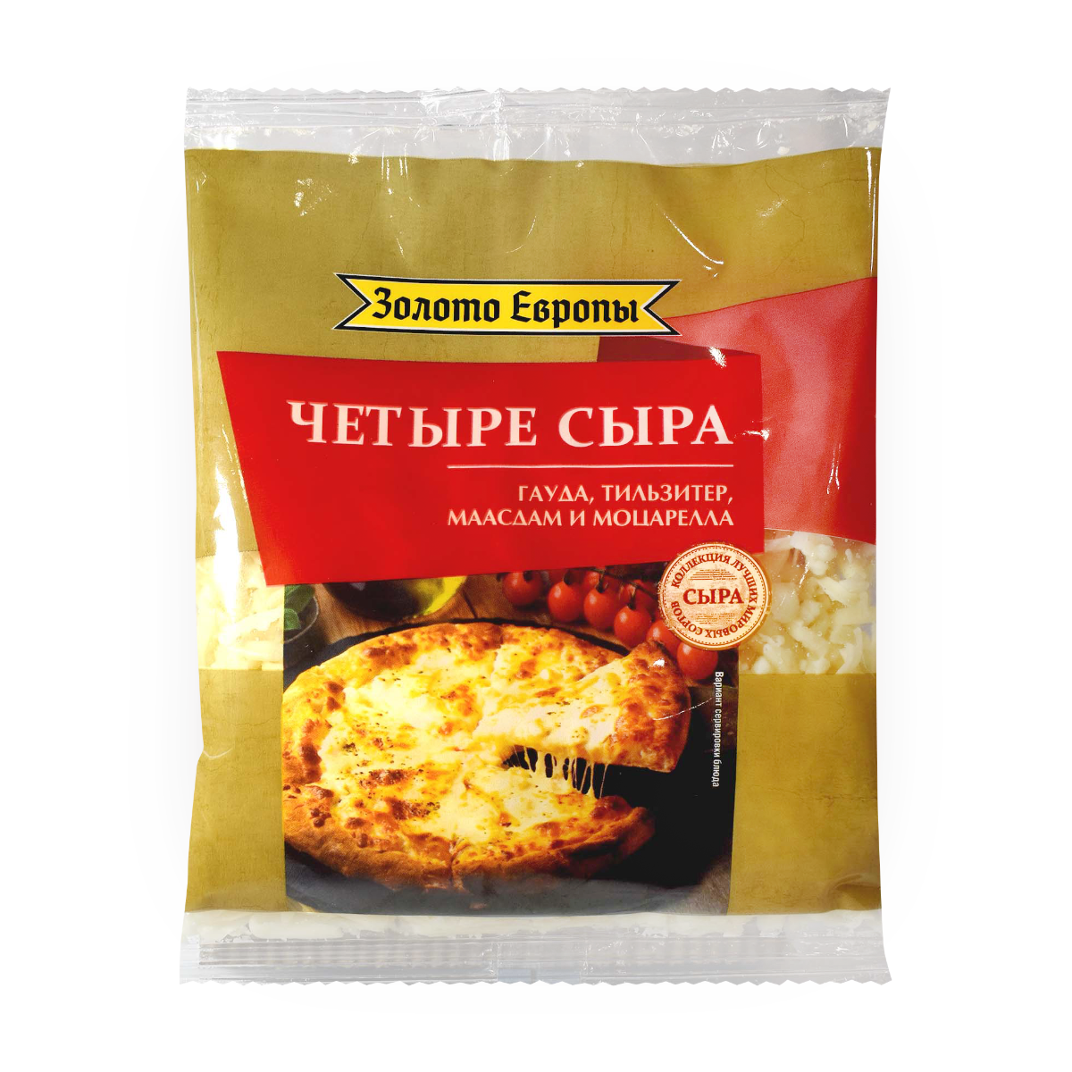 Сыр тёртый 4 сыра «Золото Европы» гауда-тильзитер-маасдам-моцарелла 45%