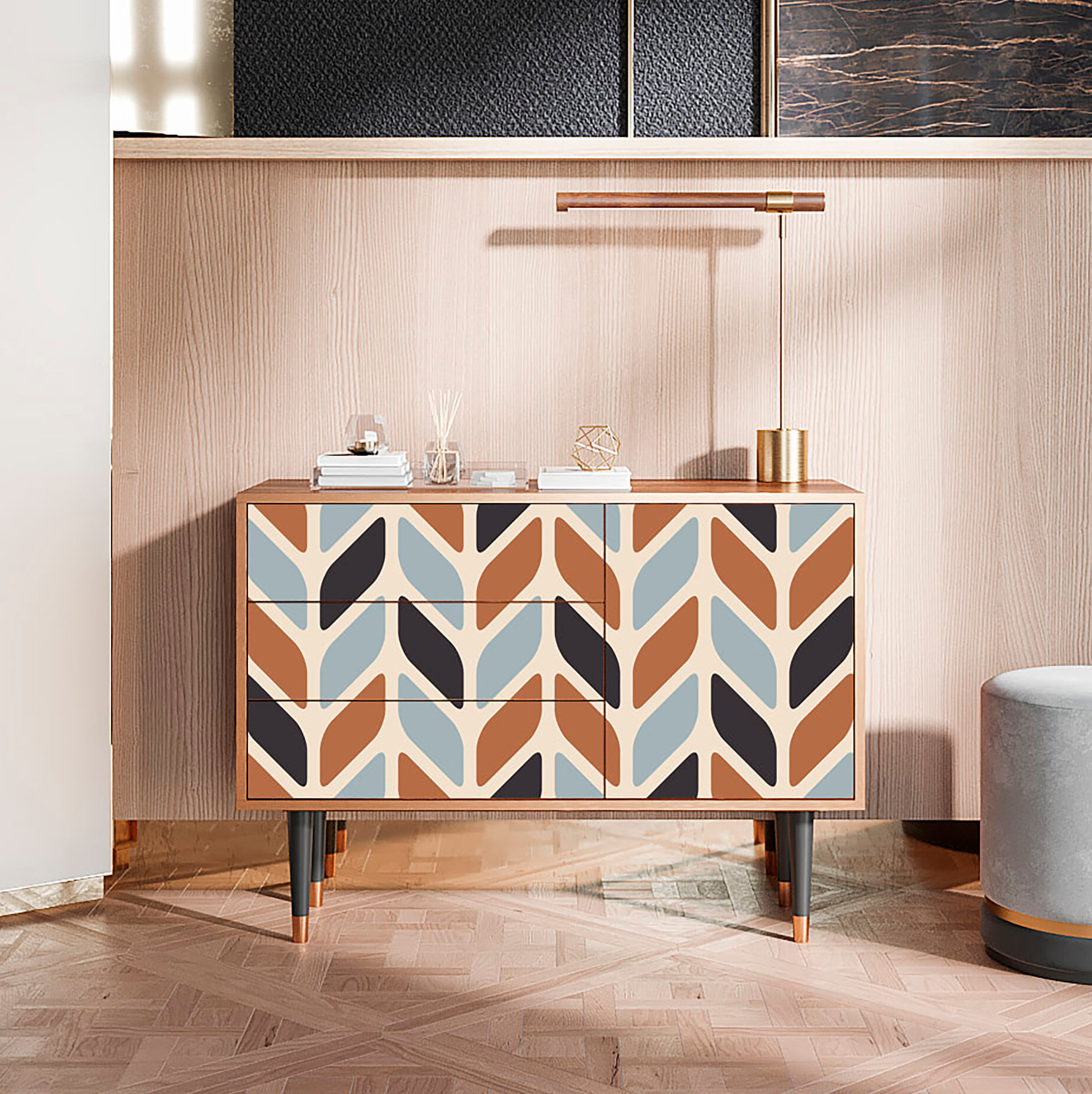 Комод - STORYZ - S3 Beige Laure, Размер - 115 x 84 x 41 см, Цвет корпуса - , Орех