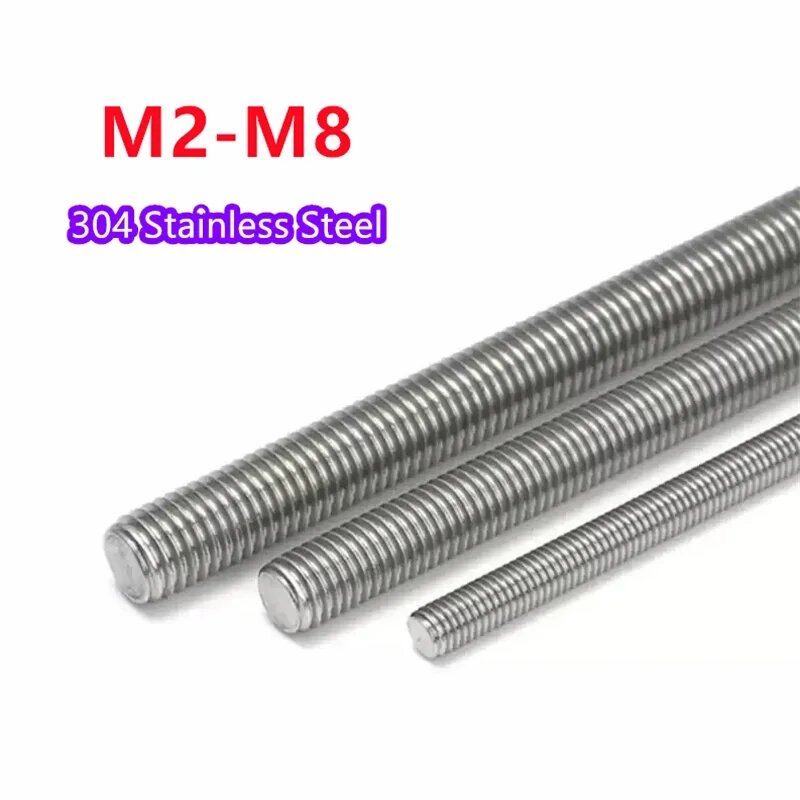 Болты с полной резьбой из нержавеющей стали 304 М2 М2.5 М3 М4 М5 М6 М8 M2.5-1PCS, 400mm