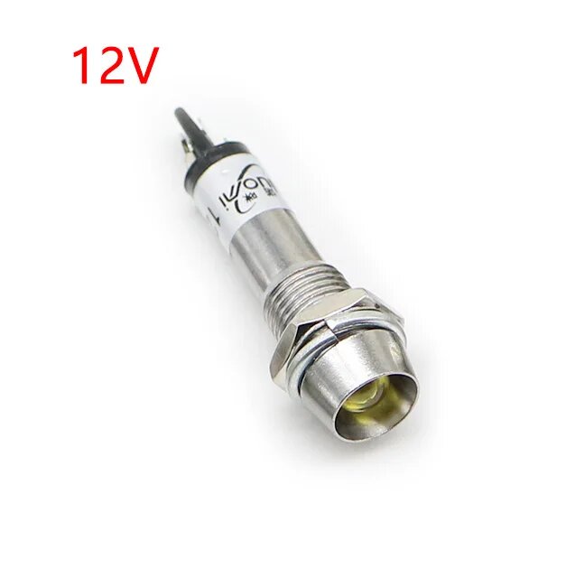 Световой индикатор 12V желтый 8 мм