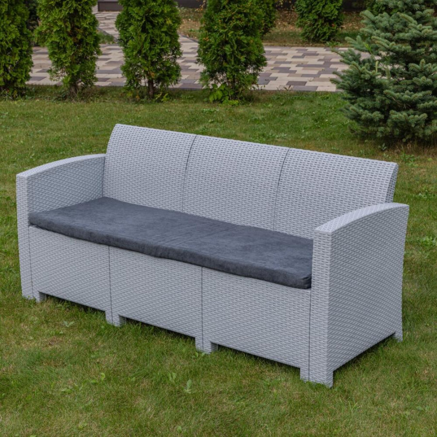 Диван ROYAL FAMILY LANA трехместный Цвет пластика: светло-серый/Цвет подушек: светло-серый