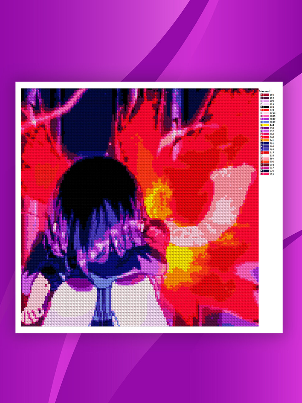 Алмазная мозаика без подрамника - вышивка Tokyo Ghoul - Touka 40 х 40 см