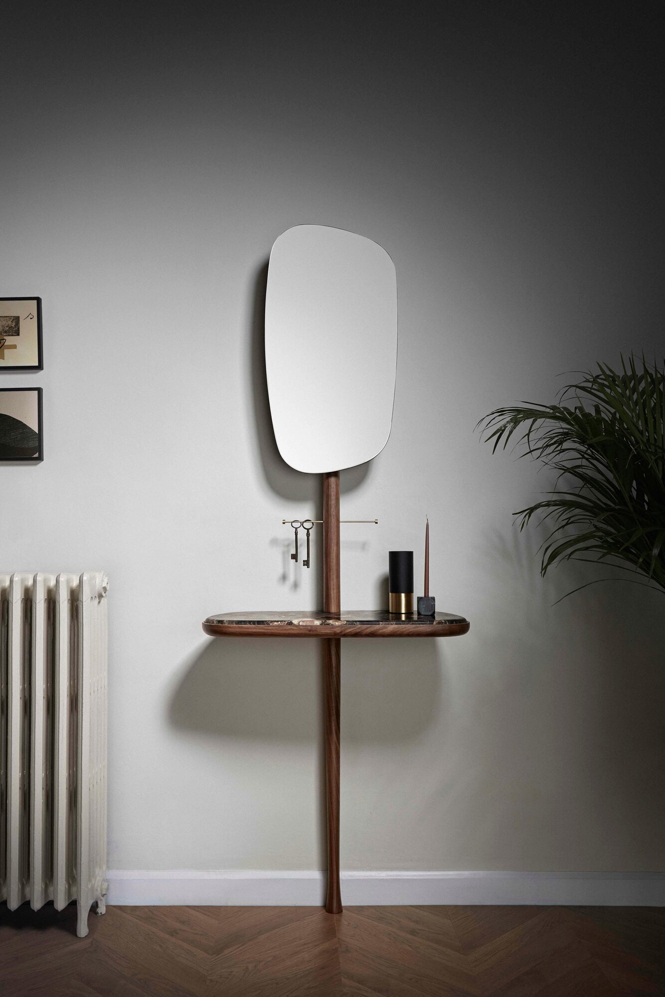 Консоль с зеркалом Nomon MOMENTOS RECIBIDOR Marble (орех+мрамор)