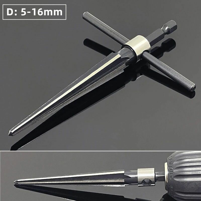 Коническая развертка 5-16 мм для дерева с шестигранным хвостовиком и Т-рукояткой, инструмент для точных отверстий под штифты