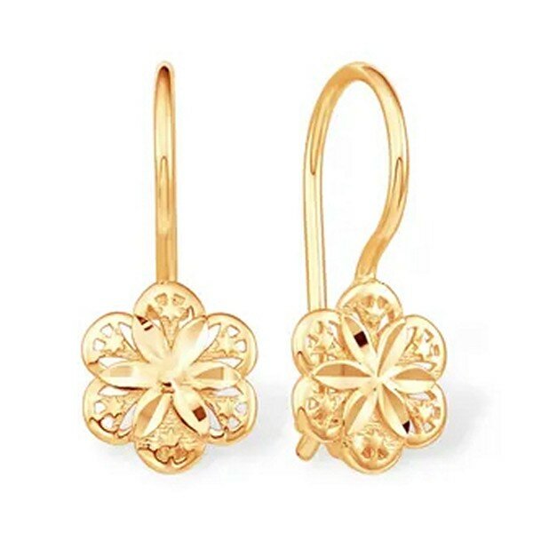 Серьги, красное золото, 585 проба