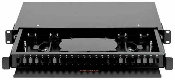 Оптический кросс NIKOMAX NMF-RP24SC-TS-P-1U-BK, металл, 24 порта