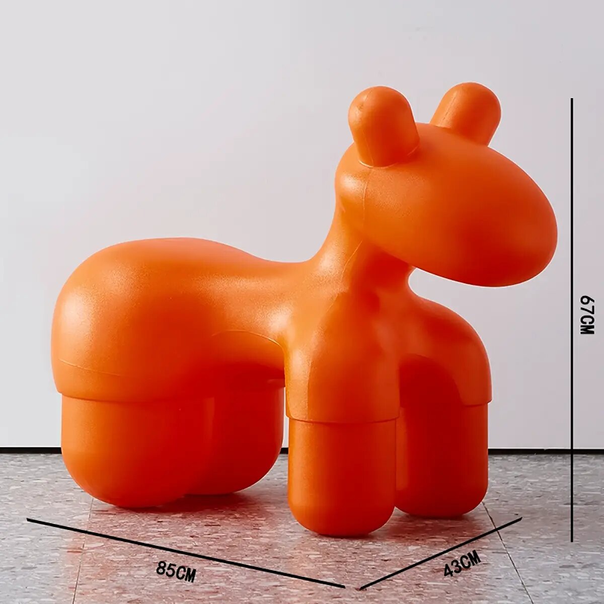 Табурет для гостиной и детской из пластика в стиле Pony Chair (цвет оранжевый 85*43*67 см)