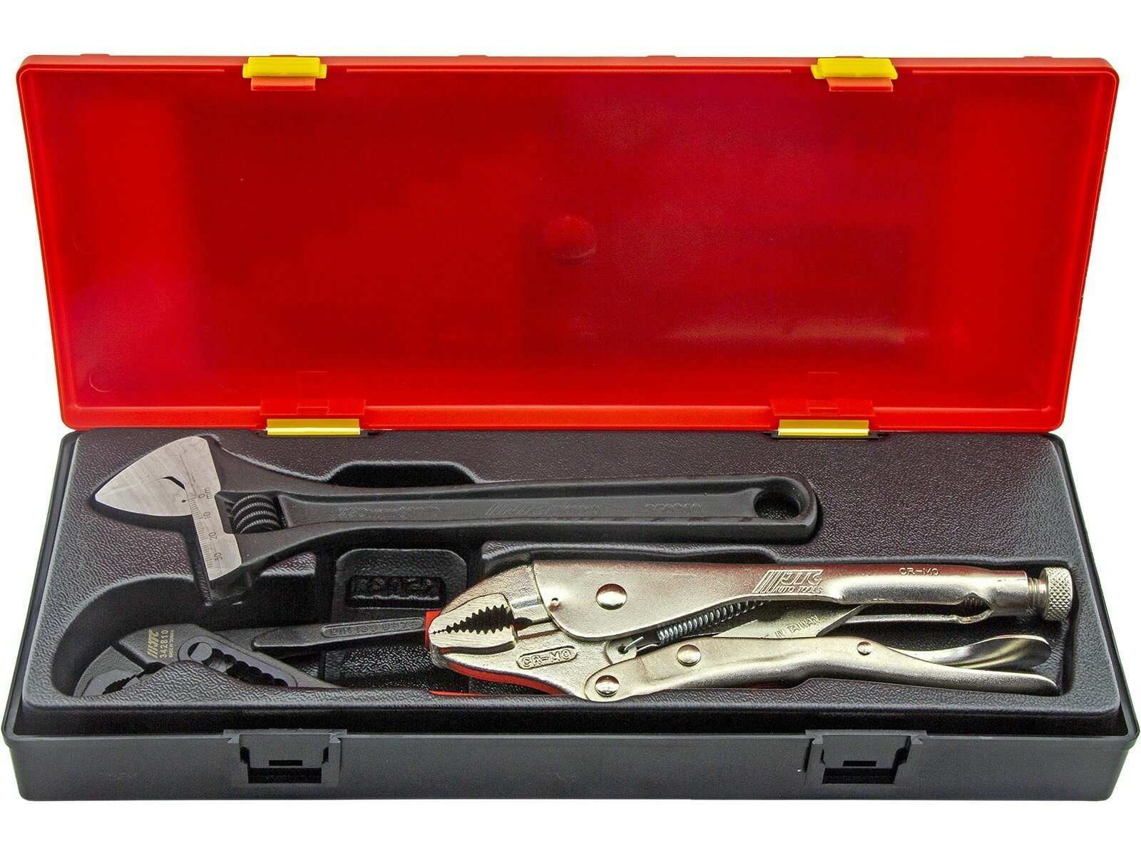 JTC-K5031 Набор инструментов 10" (ключ разводной, клещи переставные и с фиксатором) в кейсе 3пр.