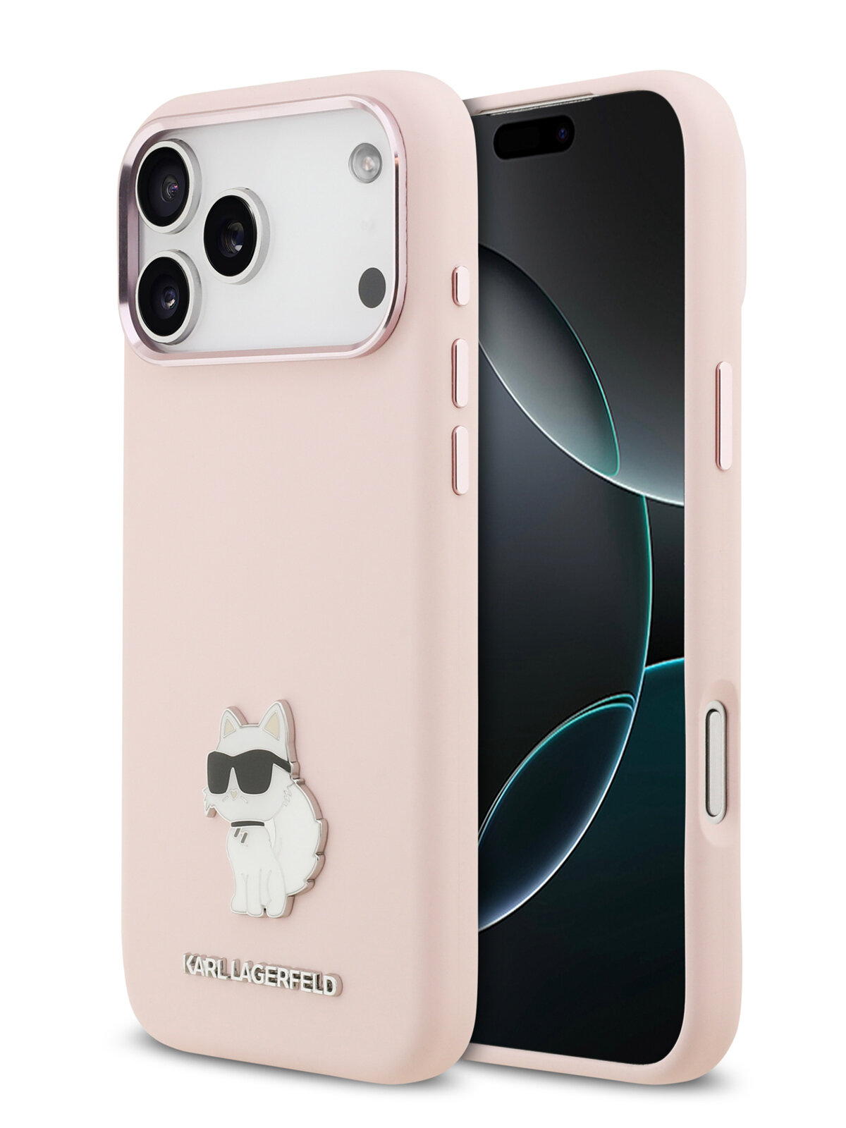 Чехол Karl Lagerfeld на iPhone 17 Pro Max, силиконовый Liquid silicone, с покрытием Soft touch, розовый