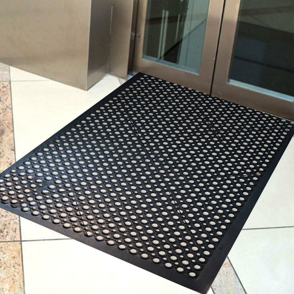 Коврик ячеистый — сбор грязи, антискользящий, 90×150 см, толщина 1,4 мм, черный, резиновый, долговечный