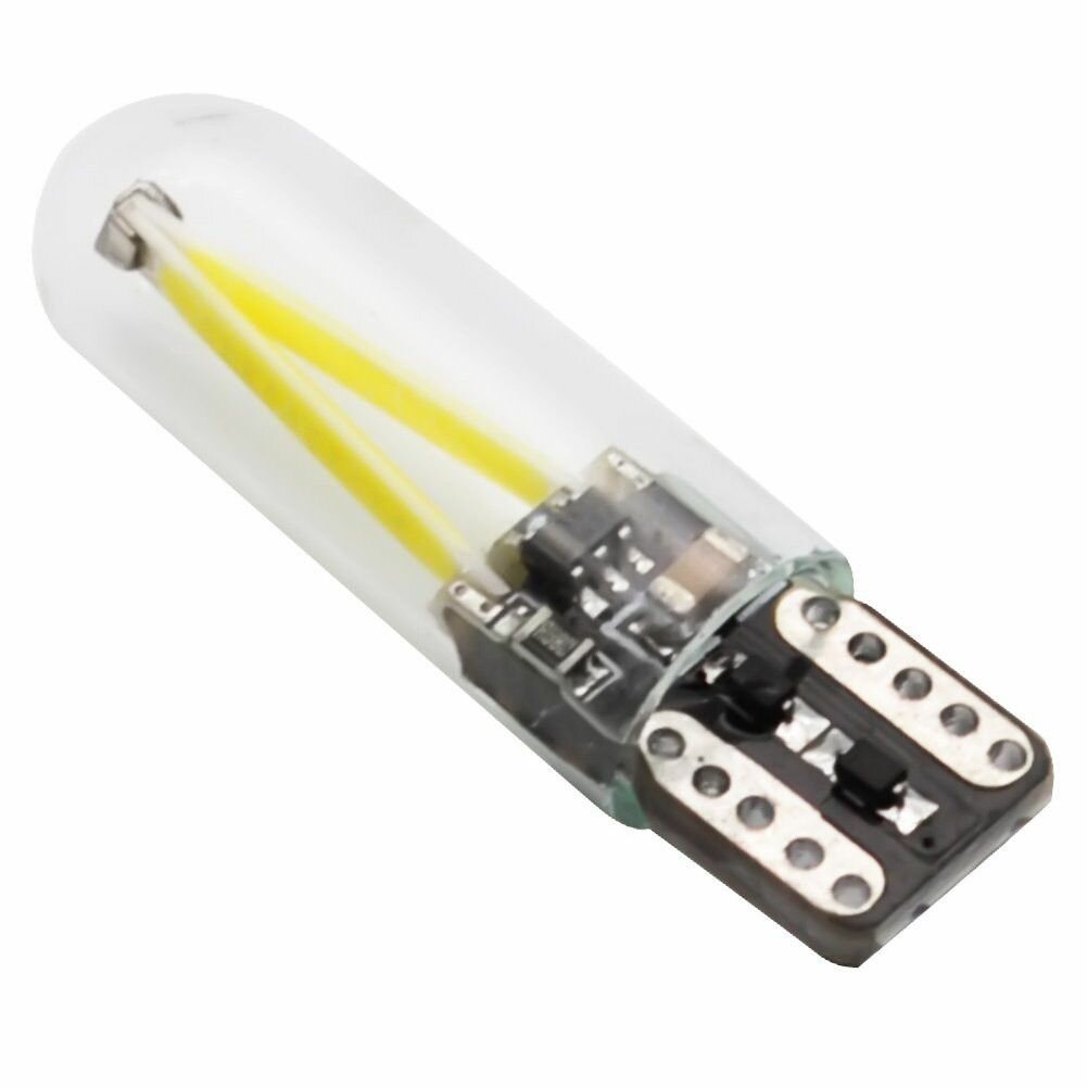 Автомобильная лампочка T10 W5W LED T10 194 168 LED COB Стеклянная лампочка для автомобиля Широкий свет / свет номерного знака Боковой габаритный огонь 6000K DC 12В-24В 2 шт. для автомобиля грузовика
