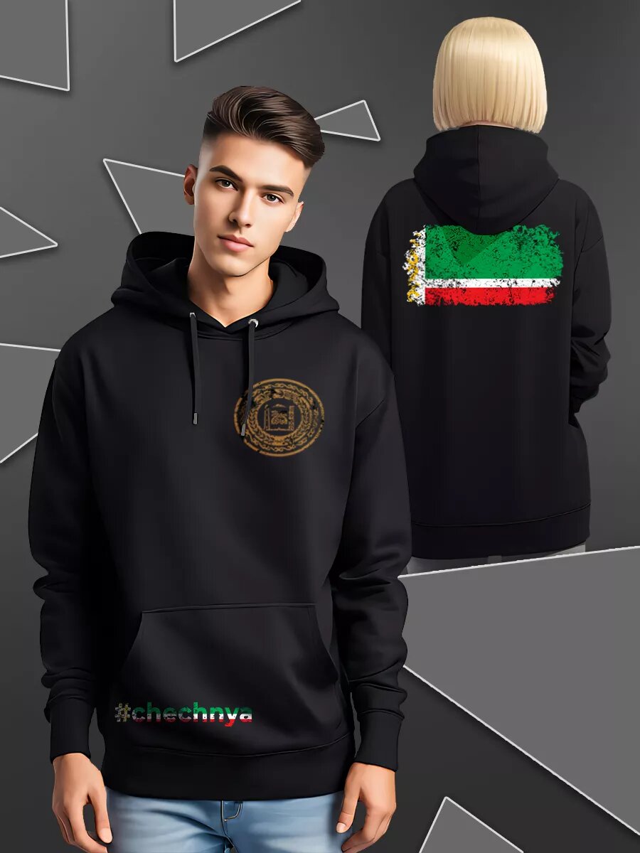 Чеченская Республика Северный Кавказ Грозный Флаг Страны Черное 6XL HU-GA27P4/3BL-6XL