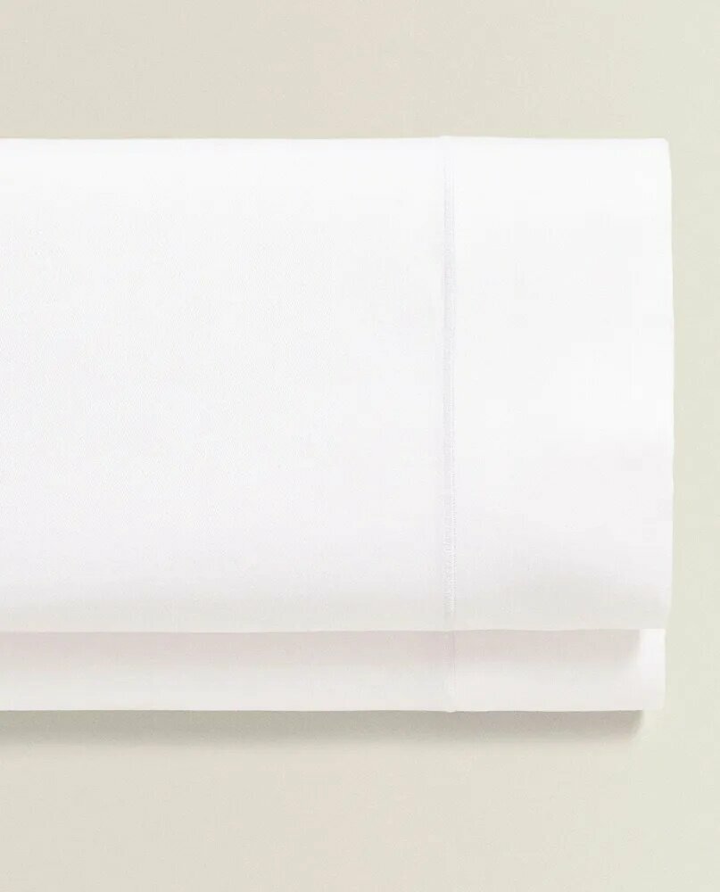 ZARA HOME Простыня стандартная (300 thread count) sateen flat sheet with trim, Сатин, 270x280 см