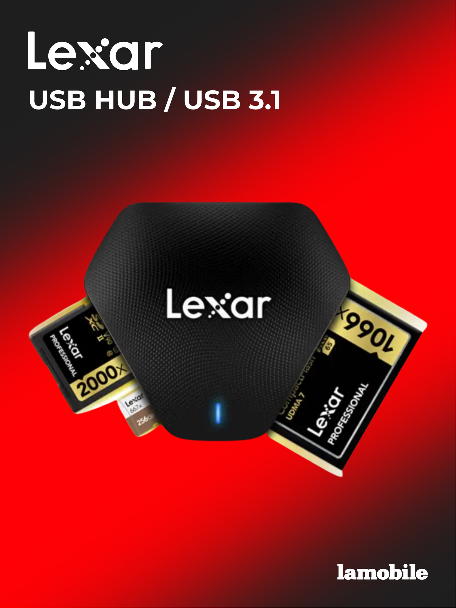 Картридер Lexar Professional Multi-Card 3-in-1 USB 3.1, внешний